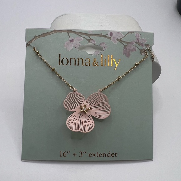 lonna & lilly | Jewelry | Lonna Lilly Pink And Gold Floral Necklace ...